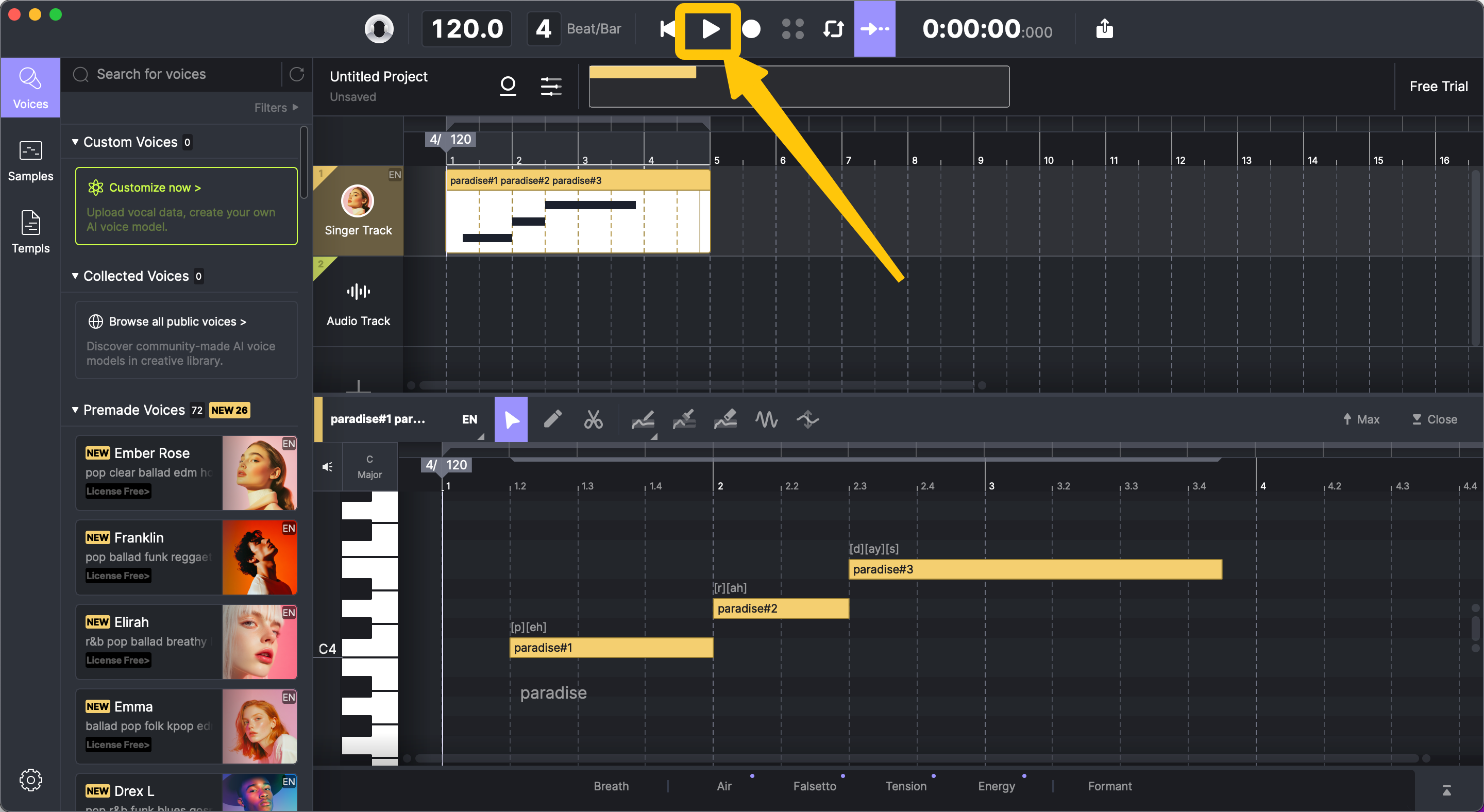 How to generate AI singing voice from MIDI & lyrics?